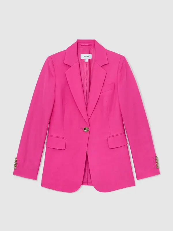 REISS Petite Single-breasted Suit Blazer With Linen