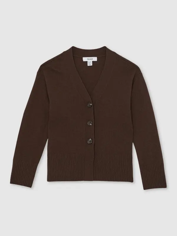 REISS 4-9 Yrs Wool-blend Fitted Cardigan With Cashmere