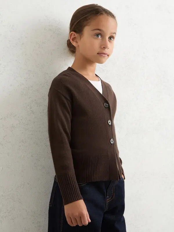 REISS 4-9 Yrs Wool-blend Fitted Cardigan With Cashmere