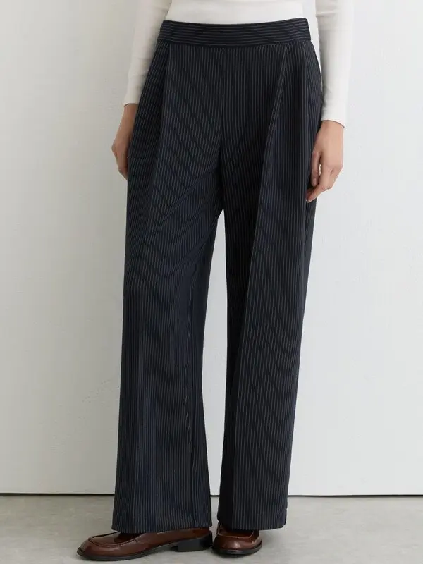 REISS Pinstripe Wide-leg Joggers