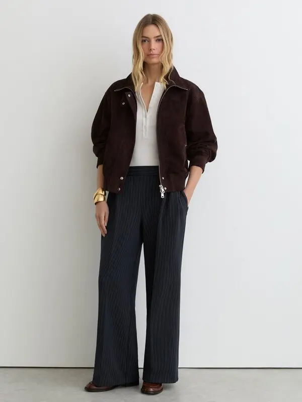 REISS Pinstripe Wide-leg Joggers