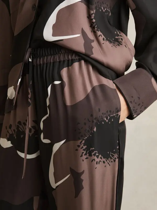 REISS Floral-print Wide-leg Trousers