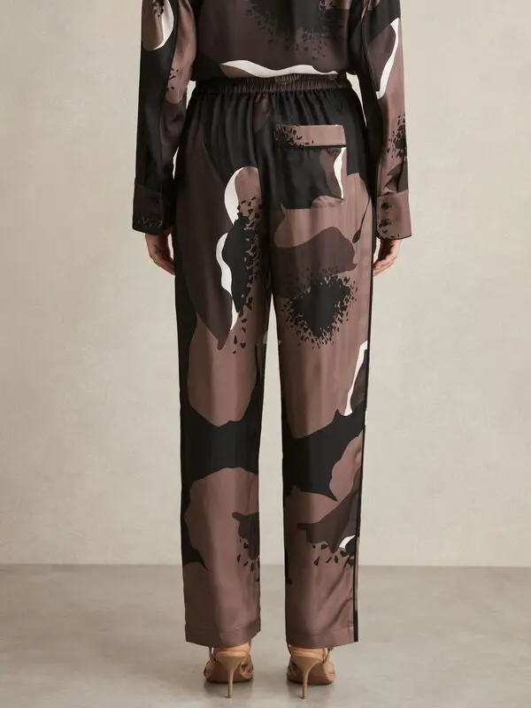 REISS Floral-print Wide-leg Trousers