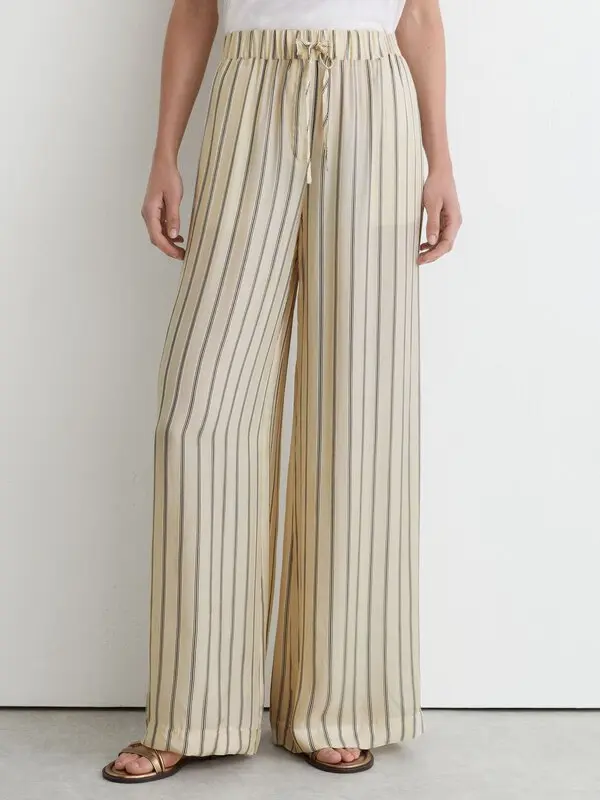 REISS Lyocell Striped Wide-leg Trousers