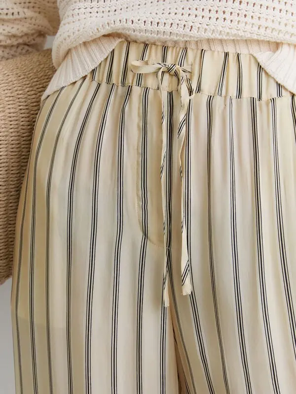 REISS Lyocell Striped Wide-leg Trousers