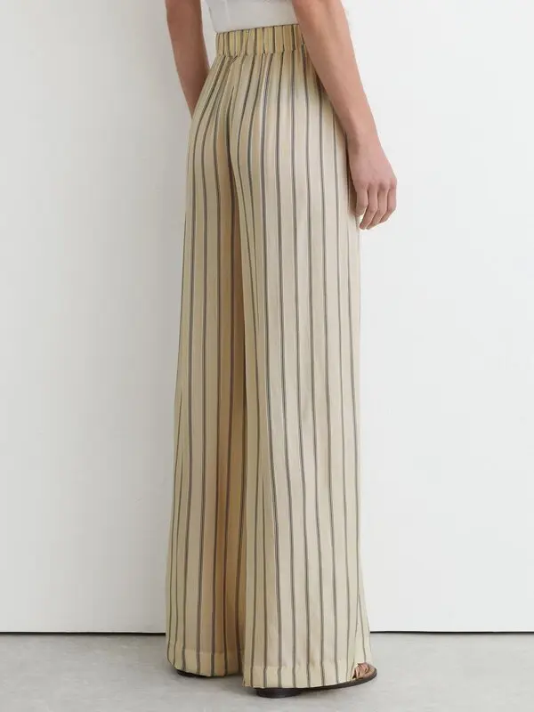 REISS Lyocell Striped Wide-leg Trousers