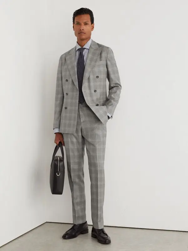 REISS Wool Check Double-breasted Suit Blazer Classic-fit