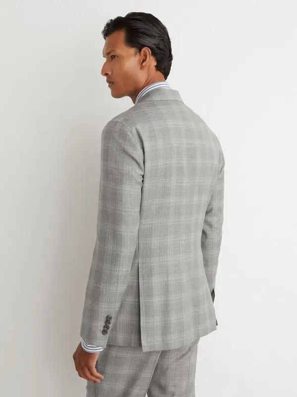 REISS Wool Check Double-breasted Suit Blazer Classic-fit