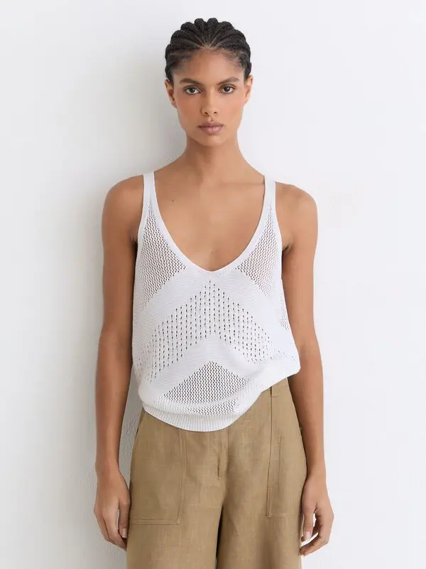 REISS Open-stitch Knitted Vest