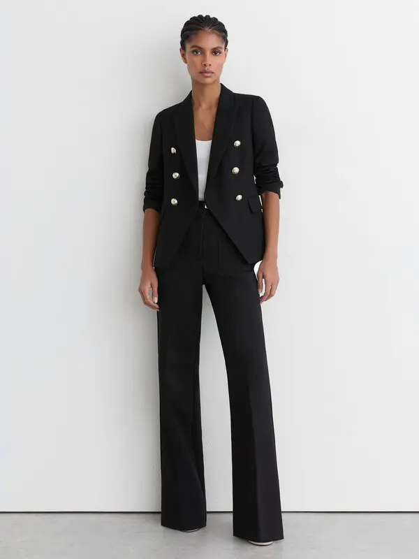 REISS Tailored Fit Textured Double Breasted Blazer - Black