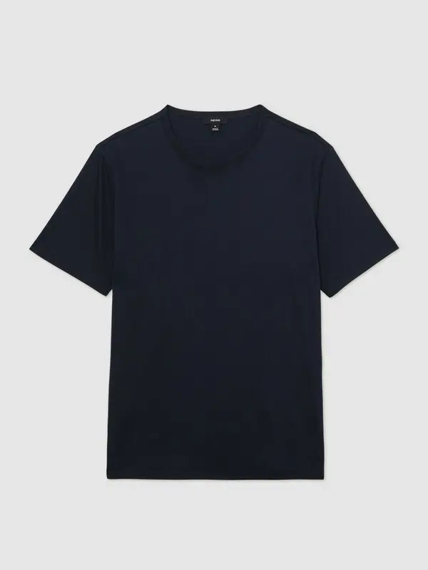 REISS Air-water Cotton Tailored-fit T-shirt - Navy
