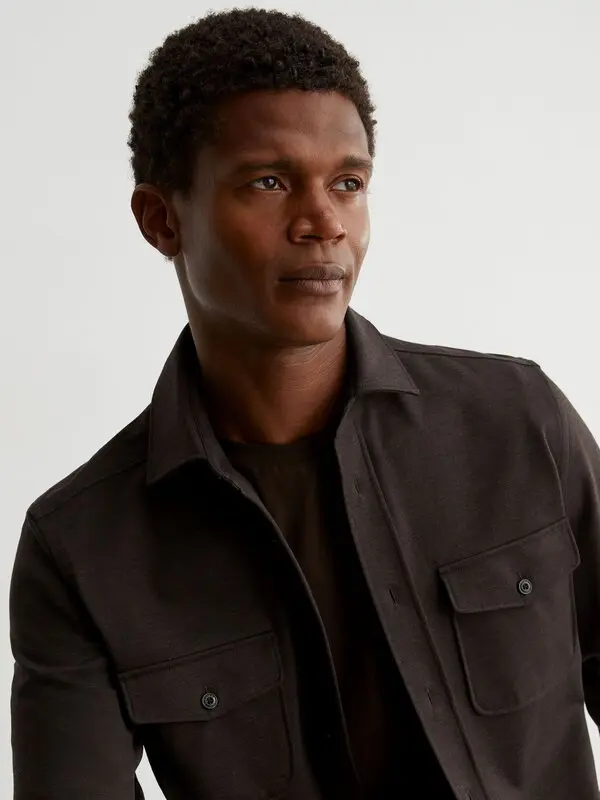 REISS Twin-pocket Button-through Overshirt - Brown