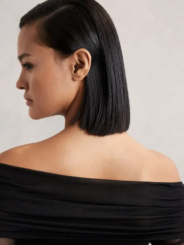 REISS Sheer-sleeve Knit Midi Dress