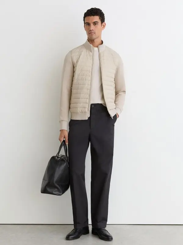 REISS Hybrid Quilt And Interlock Zip Jacket