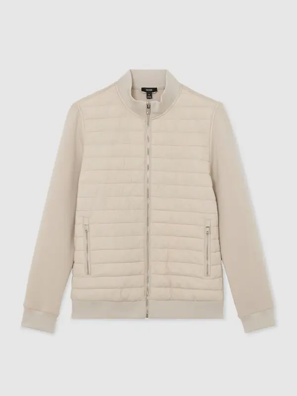 REISS Hybrid Quilt And Interlock Zip Jacket