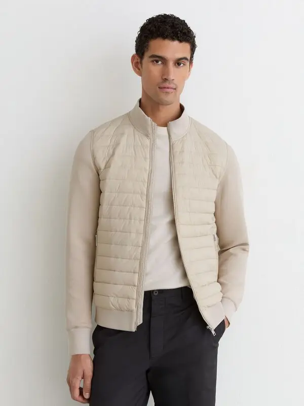 REISS Hybrid Quilt And Interlock Zip Jacket
