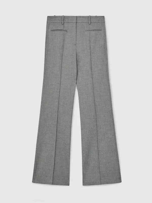 REISS Woven Pintuck-detail Flared Trousers