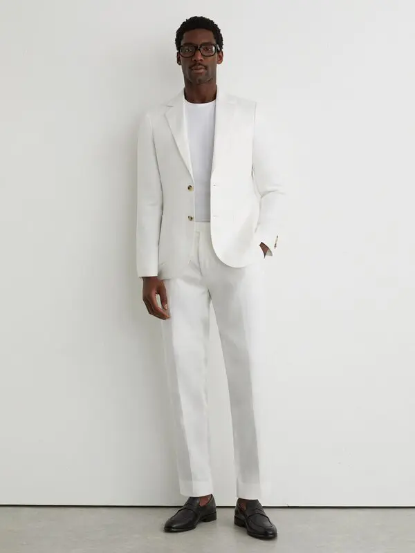 REISS Tailored Fit Linen-twill Single-breasted Blazer Tailored-fit