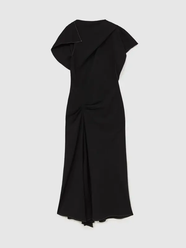 REISS Asymmetric Draped Midi Dress