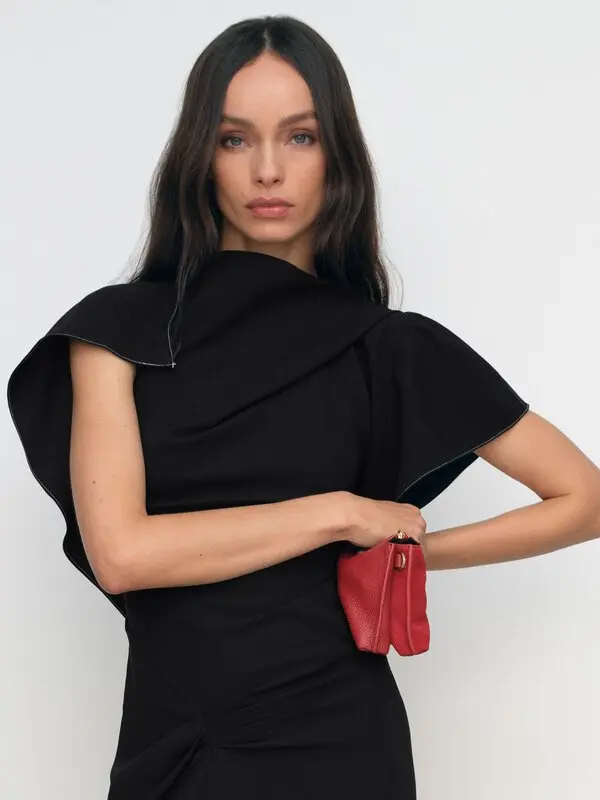 REISS Asymmetric Draped Midi Dress