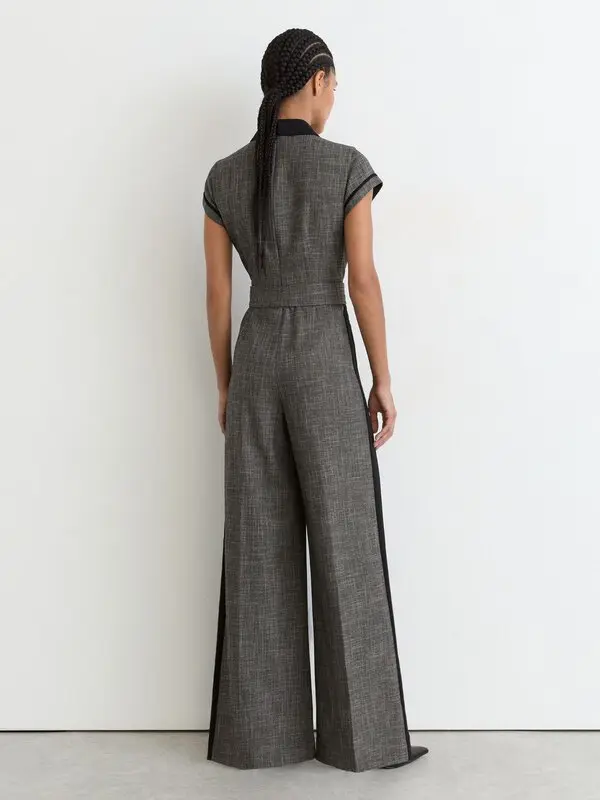 REISS Collared Wide-leg Belted Jumpsuit