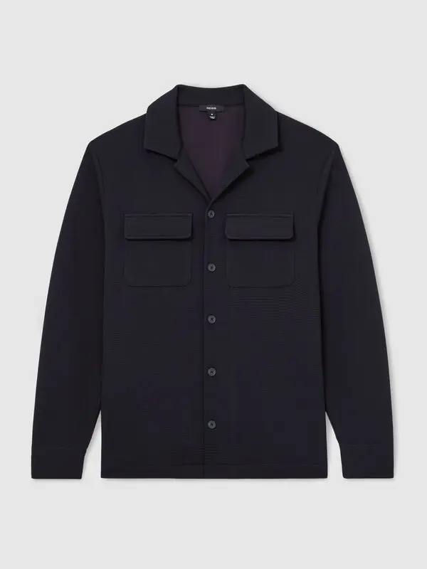 REISS Textured Twin-pocket Regular-fit Shirt - Navy