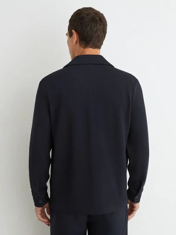 REISS Textured Twin-pocket Regular-fit Shirt - Navy