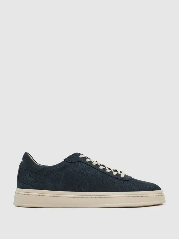 REISS Nubuck Leather Perforated-detail Trainers