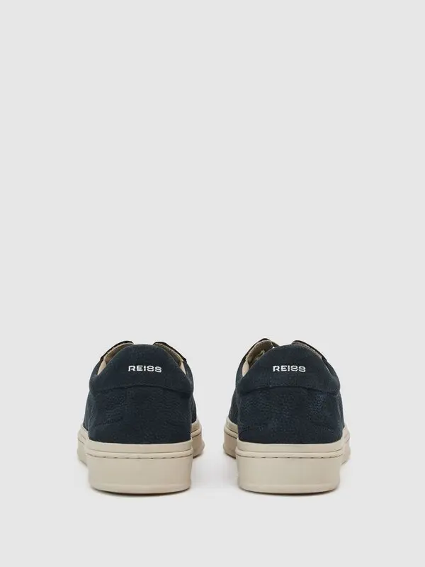 REISS Nubuck Leather Perforated-detail Trainers