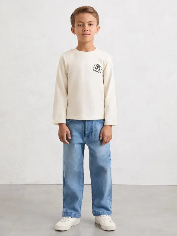 REISS 3-9 Yrs Monogram Cotton Long-sleeve T-shirt