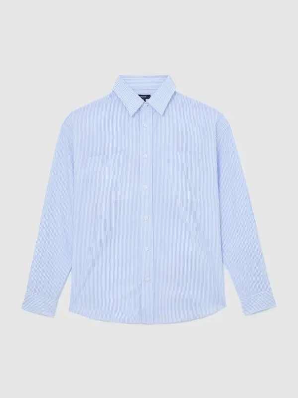 REISS Lyocell Stripe Button-through Overshirt