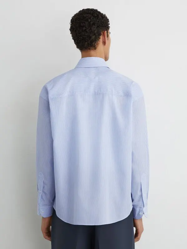 REISS Lyocell Stripe Button-through Overshirt