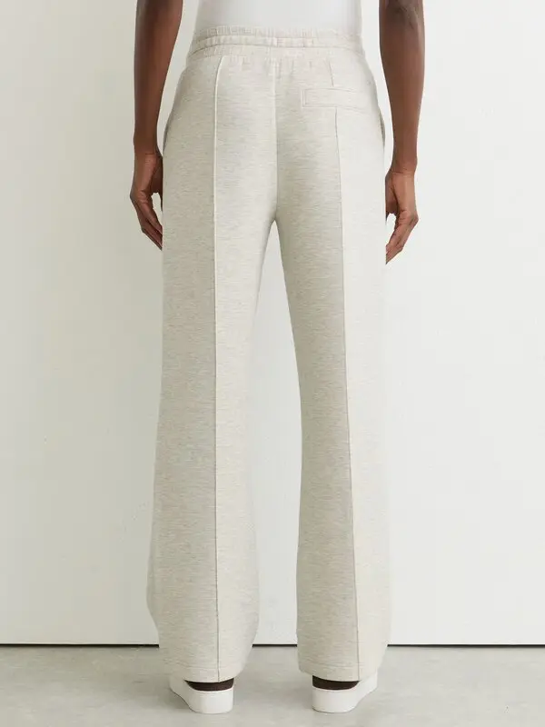 REISS Petite Premium Interlock Wide-leg Joggers - Grey Marl