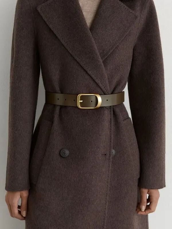 REISS Leather Curved-buckle Belt