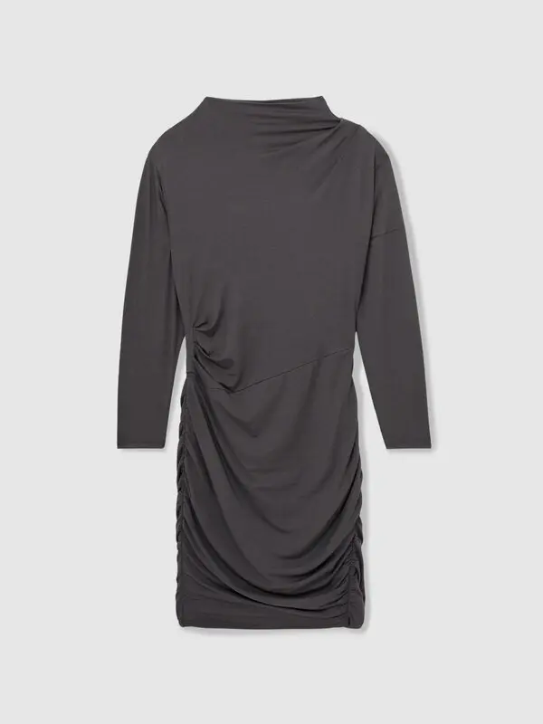 REISS Ruched Mini Dress - Charcoal