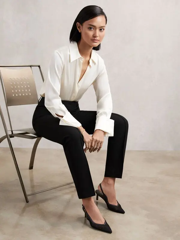 REISS Pintuck Tapered Trousers
