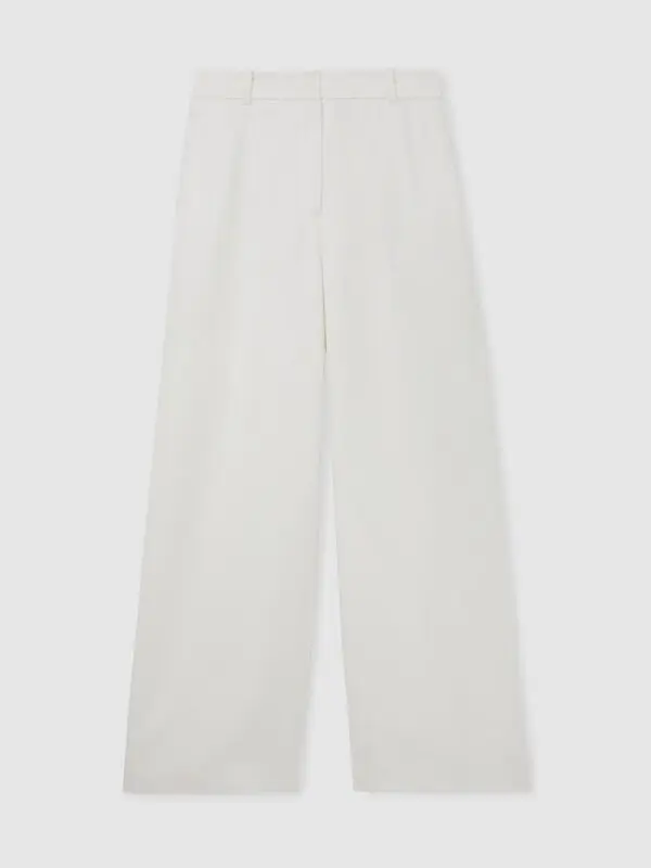 REISS Linen-blend Wide-leg Trousers