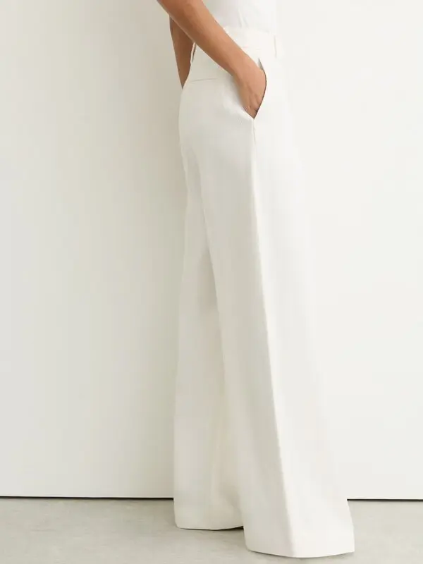 REISS Linen-blend Wide-leg Trousers