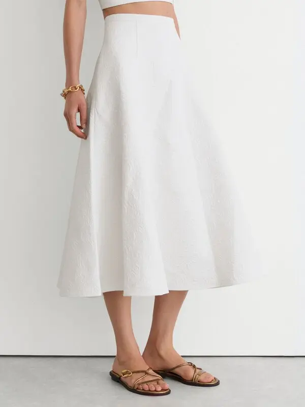REISS Cotton-blend Jacquard Midi Skirt
