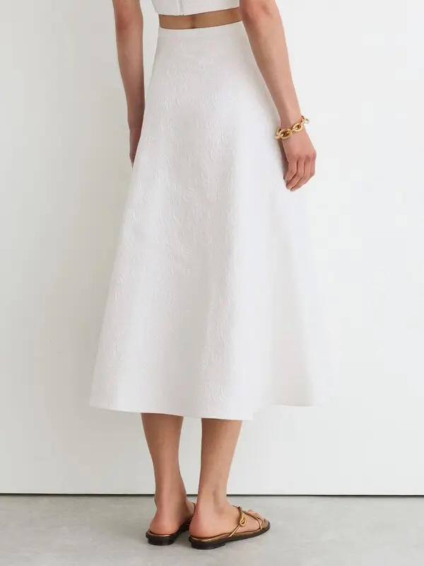REISS Cotton-blend Jacquard Midi Skirt