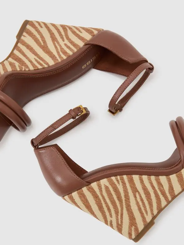 REISS Leather Zebra-wedge Sandals