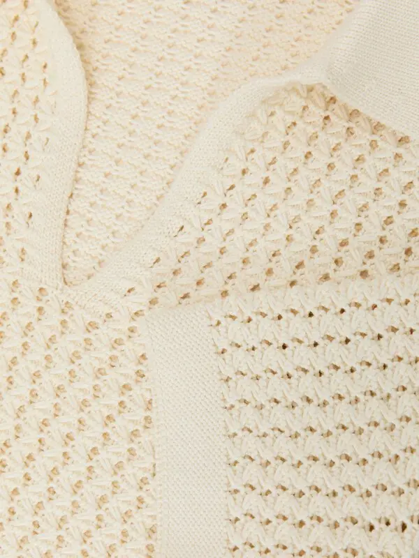 REISS Crochet Open-collar Polo Shirt