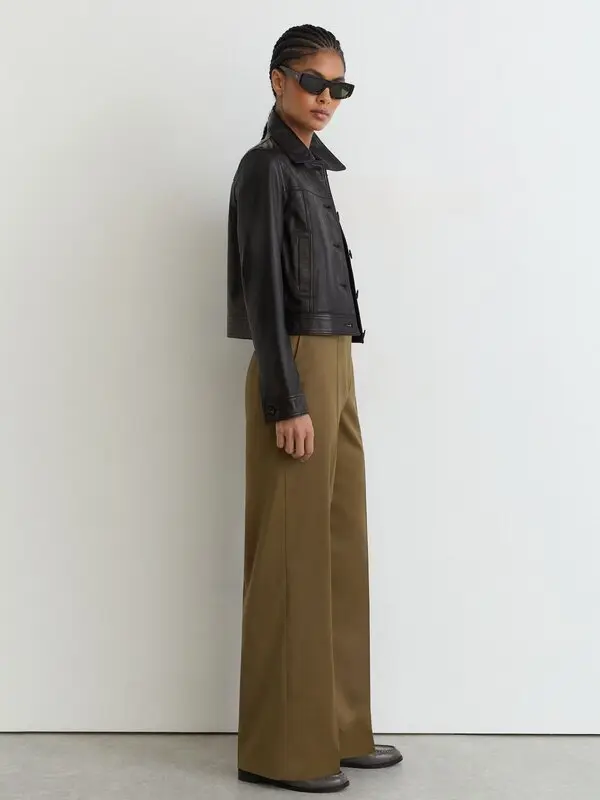 REISS Wool-blend Wide-leg Trousers