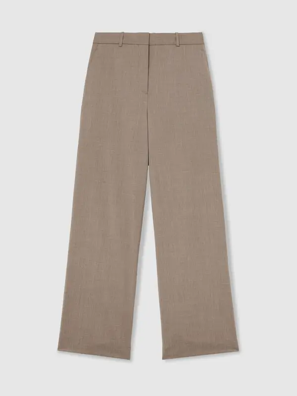 REISS Adie Wool-blend Wide-leg Trousers - Neutral