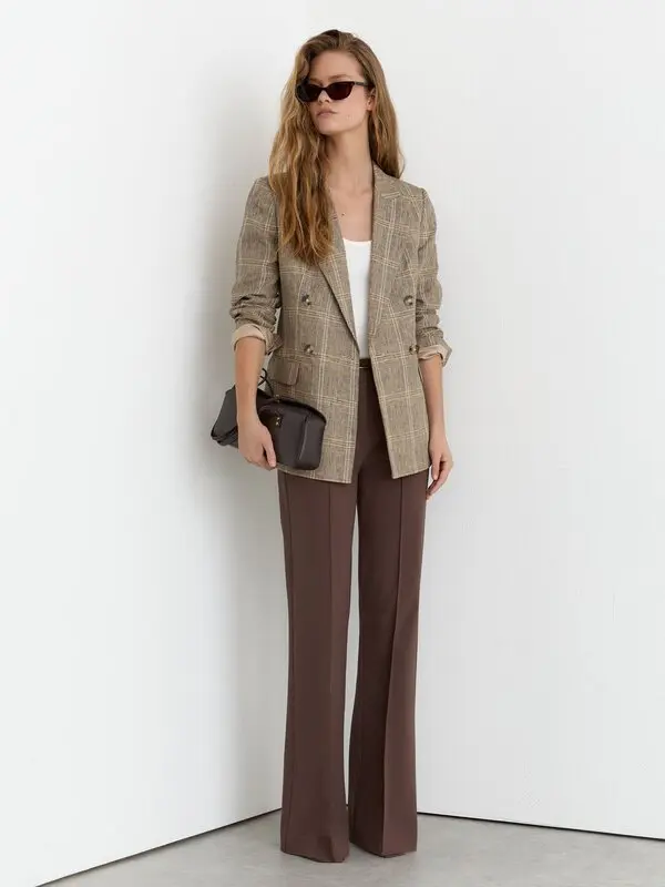 REISS Linen Double-breasted Blazer