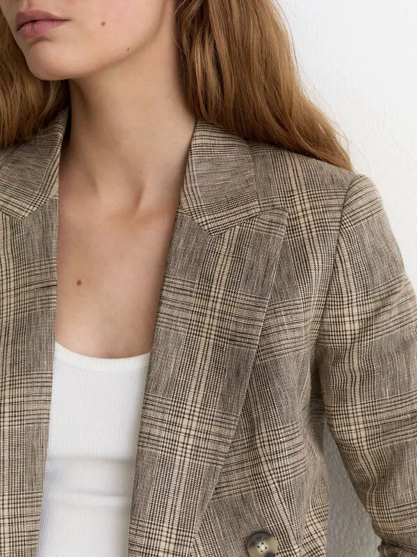 REISS Linen Double-breasted Blazer