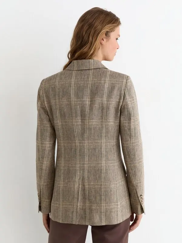 REISS Linen Double-breasted Blazer