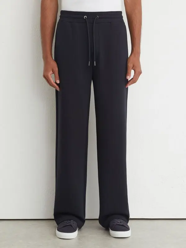 REISS Premium Interlock Relaxed-fit Joggers - Navy