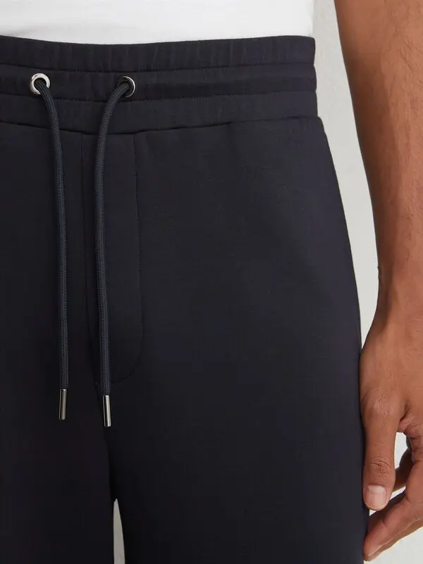 REISS Premium Interlock Relaxed-fit Joggers - Navy