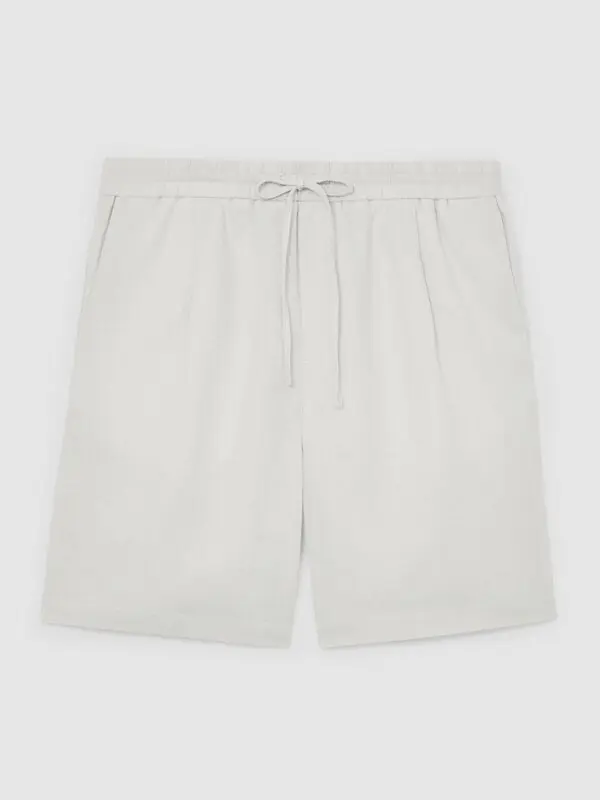 REISS Barges Linen Drawstrings - Stone